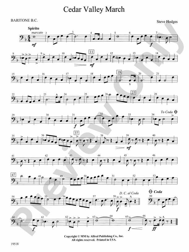 Cedar Valley March: Baritone B.C.: Baritone B.C. Part - Digital Sheet ...