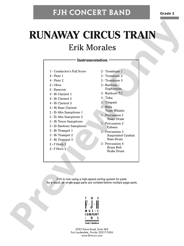 Runaway Circus Train: Score: Concert Band Score: Erik Morales - Digital ...