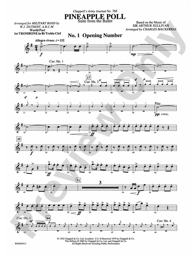 Pineapple Poll (Suite from the Ballet): (wp) 1st B-flat Trombone T.C ...