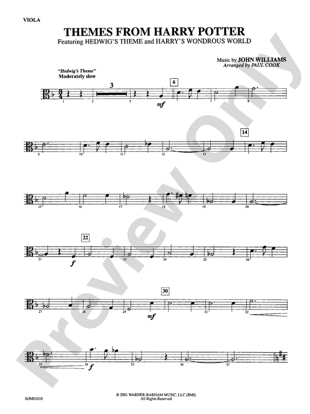 Harry Potter, Themes from: Viola: Viola Part - Digital Sheet Music Download