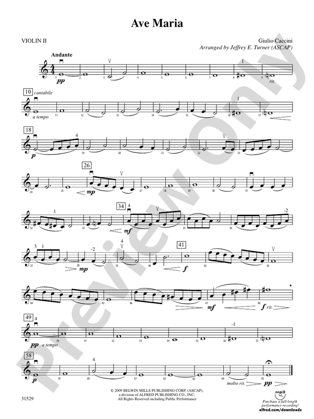 Ave Maria: 2nd Violin: 2nd Violin Part - Digital Sheet Music Download