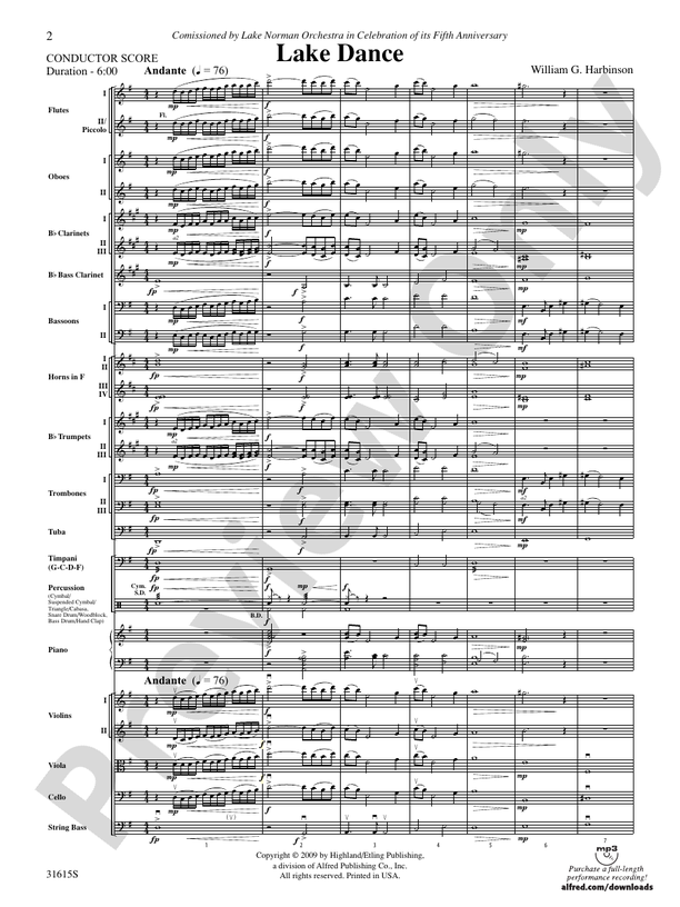Lake Dance: Full Orchestra Conductor Score & Parts: William G ...