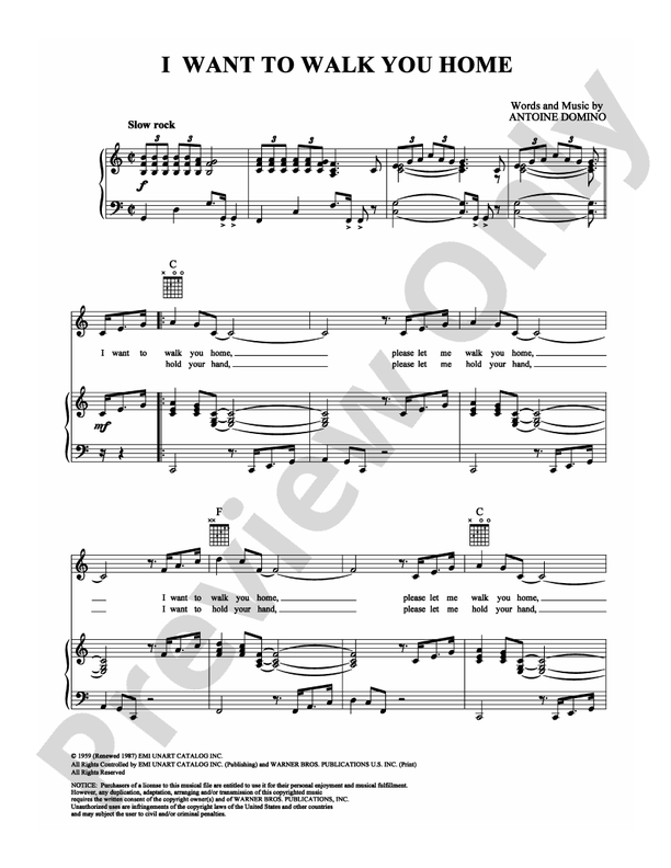 I Want to Walk You Home: Piano/Vocal/Chords: Fats Domino - Digital ...