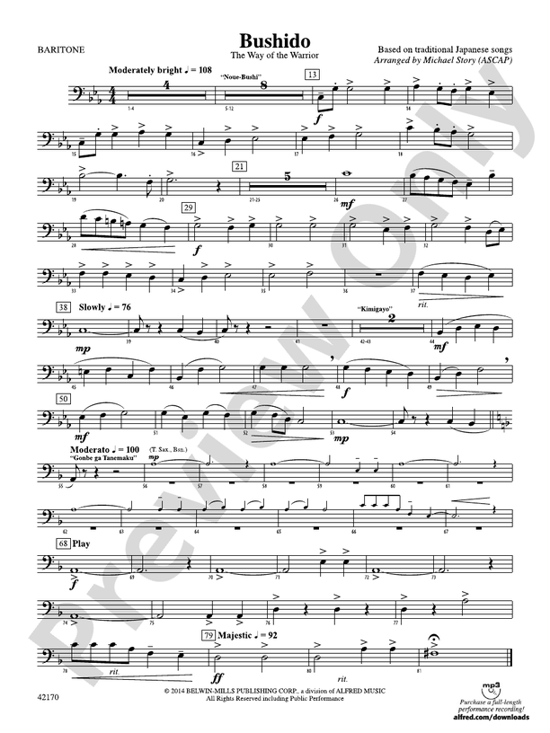 Bushido: Baritone B.C.: Baritone B.C. Part - Digital Sheet Music Download