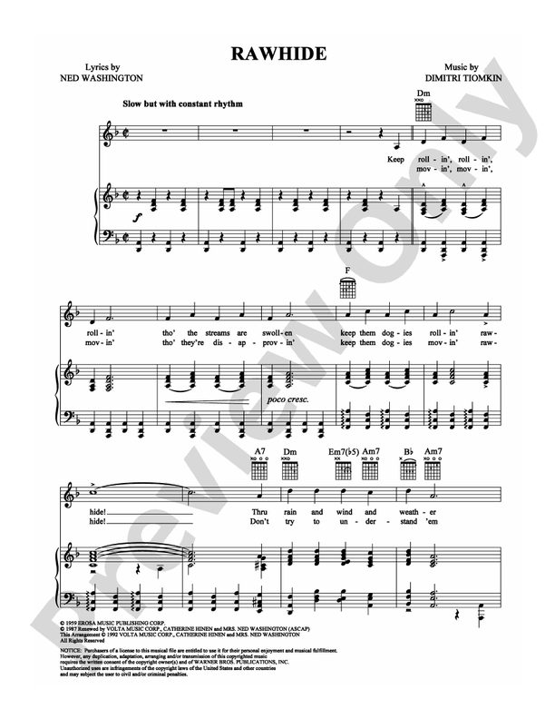 Rawhide: Piano/Vocal/Chords: The Blues Brothers - Digital Sheet Music ...