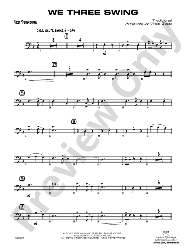 We Three Swing: 3rd Trombone: 3rd Trombone Part - Digital Sheet Music Download