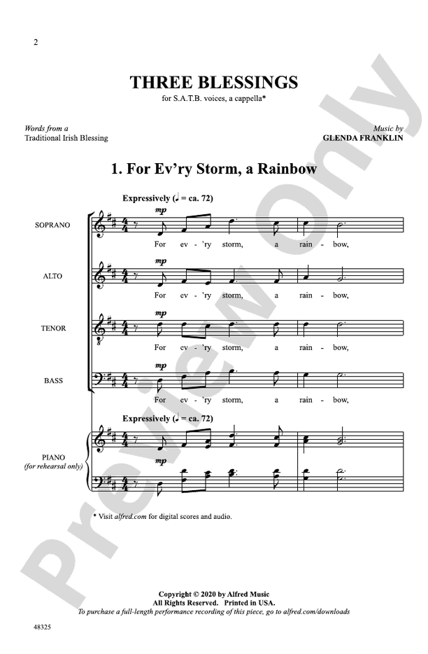 Three Blessings: SATB a cappella Choral Octavo - Digital Sheet Music ...