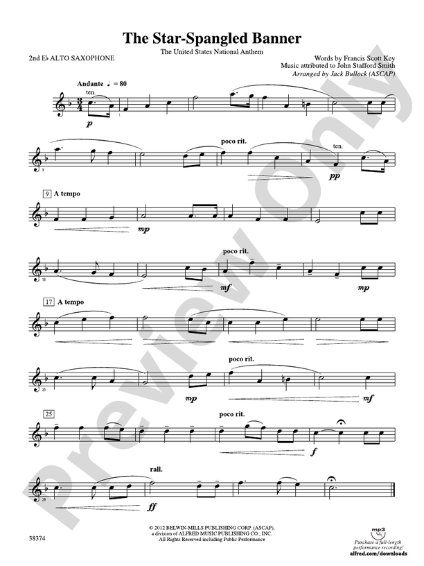 The Star-Spangled Banner: 2nd E-flat Alto Saxophone: 2nd E-flat Alto Saxophone Part - Digital ...