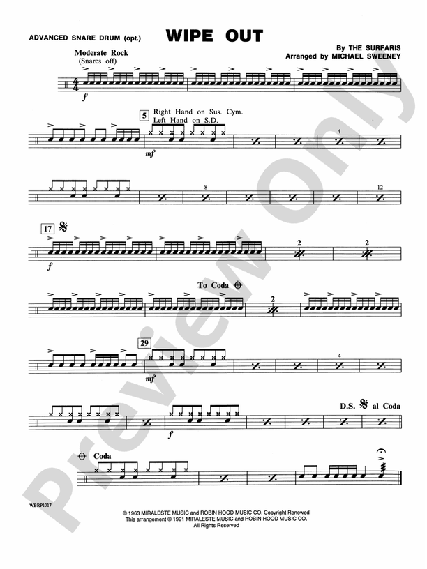 Wipe Out: 2nd Percussion: 2nd Percussion Part - Digital Sheet Music ...