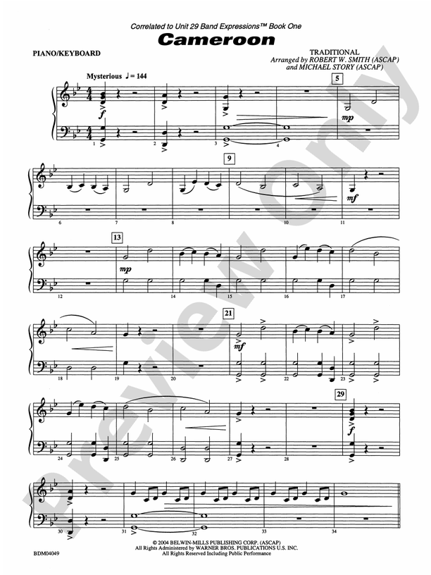 Cameroon: Piano Accompaniment: Piano Accompaniment Part - Digital Sheet ...