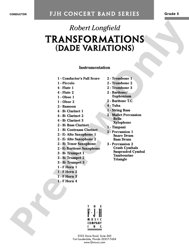 Transformations: Score: : Robert Longfield - Digital Sheet Music Download