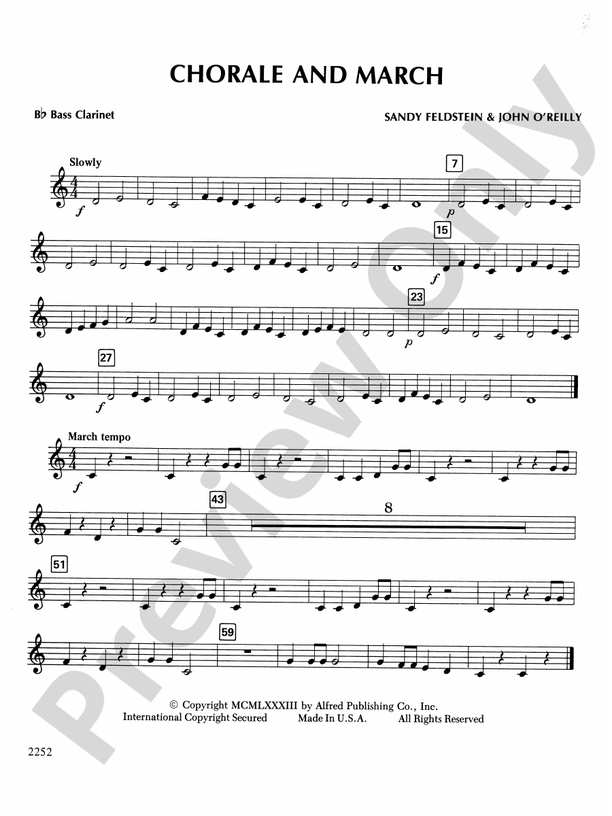 Chorale and March: B-flat Bass Clarinet: B-flat Bass Clarinet Part ...