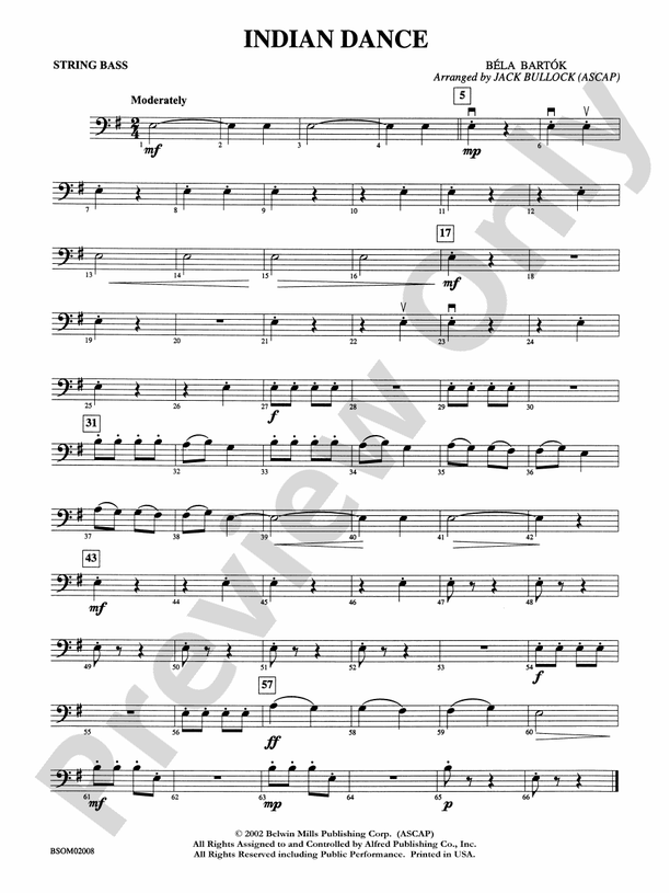 Indian Dance: String Bass: String Bass Part - Digital Sheet Music Download