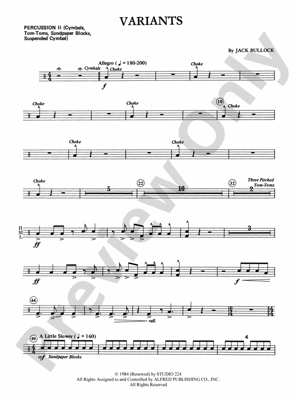 Variants: 2nd Percussion: 2nd Percussion Part - Digital Sheet Music ...