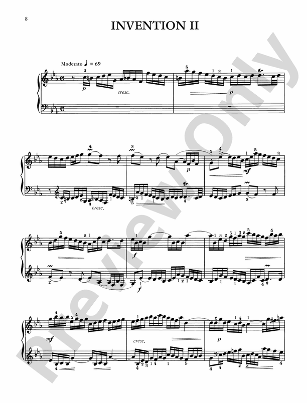 Bach: Two and Three-Part Inventions (Ed. Hans Bischoff): Invention II ...