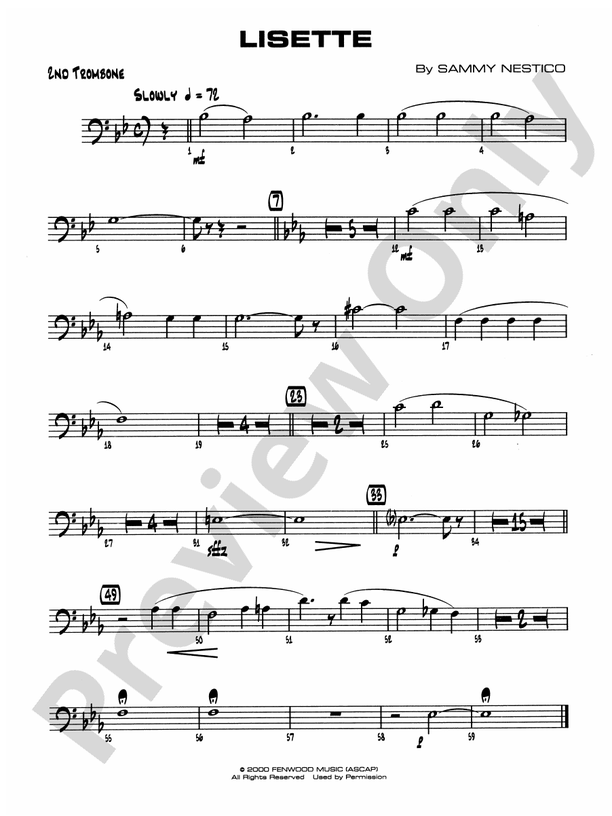Lisette: 2nd Trombone: 2nd Trombone Part - Digital Sheet Music Download