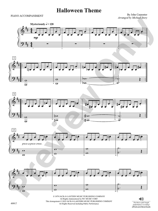Halloween Theme: Piano Accompaniment: Piano Accompaniment Part ...
