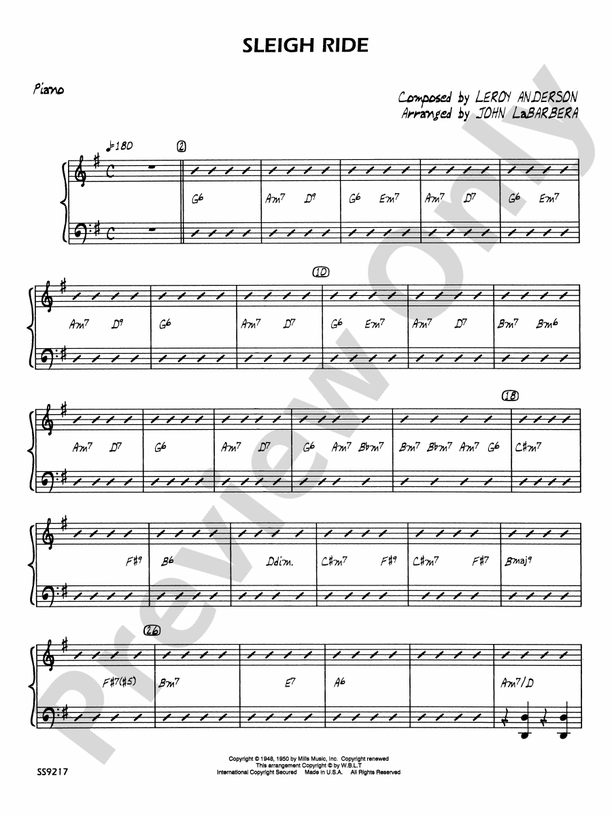 Sleigh Ride: Piano Accompaniment: Piano Accompaniment Part - Digital ...