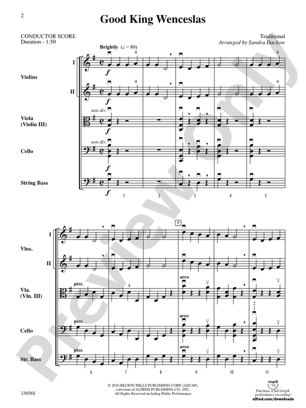 Good King Wenceslas: String Orchestra Conductor Score & Parts - Digital ...