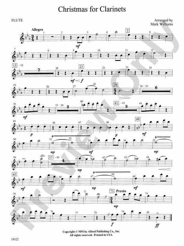 Christmas for Clarinets: Flute: Flute Part - Digital Sheet Music Download
