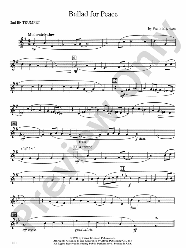 Ballad for Peace: 2nd B-flat Trumpet: 2nd B-flat Trumpet Part - Digital ...