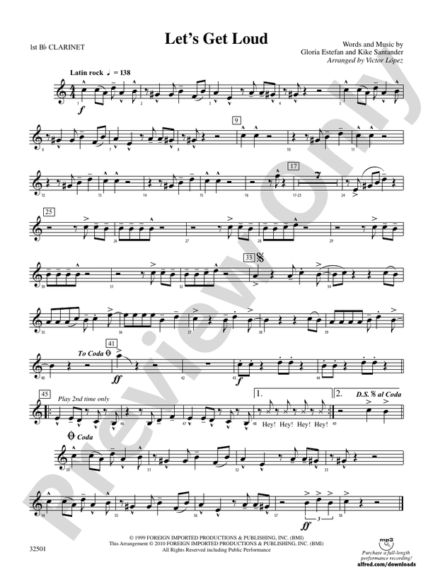 Let's Get Loud: 1st B-flat Clarinet: 1st B-flat Clarinet Part - Digital ...