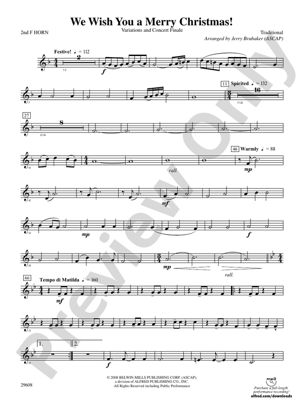 We Wish You a Merry Christmas!: 2nd F Horn: 2nd F Horn Part - Digital Sheet Music Download