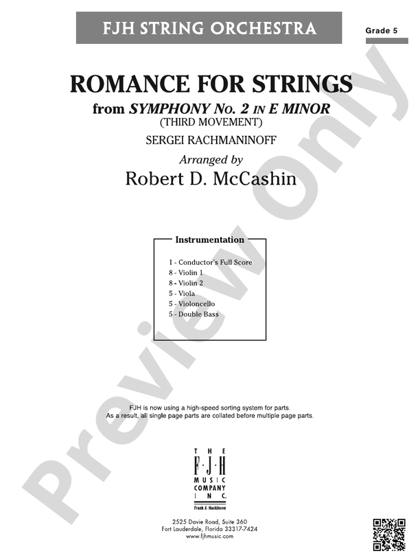 Romance for Strings: Score: String Orchestra Score: Sergei Rachmaninoff - Digital Sheet Music ...