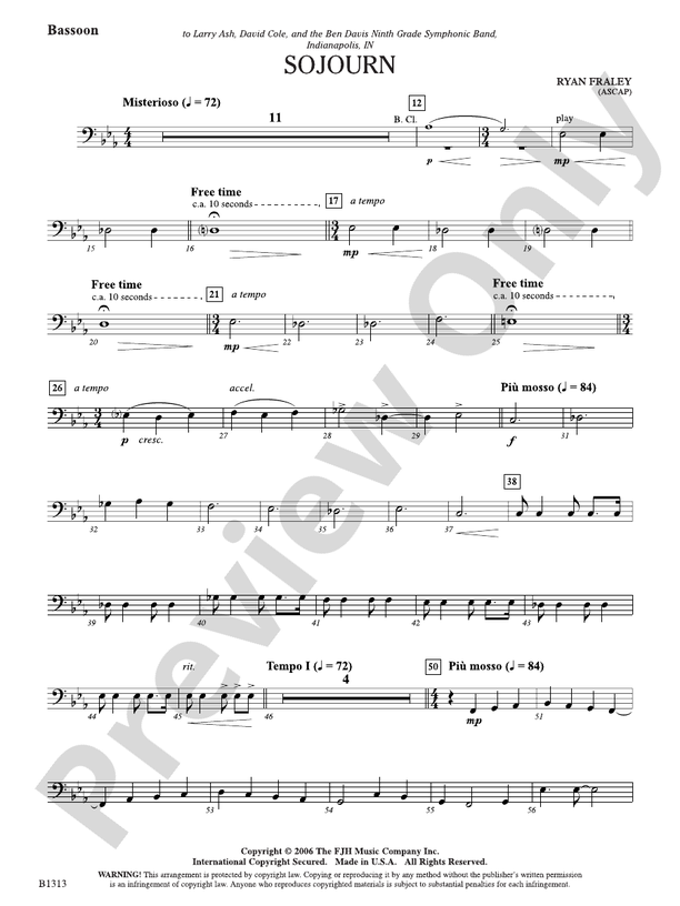 Sojourn: Bassoon: Bassoon Part: Ryan Fraley - Digital Sheet Music Download