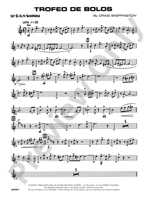 Trofeo de Bolos: E-flat Alto Saxophone: E-flat Alto Saxophone Part ...