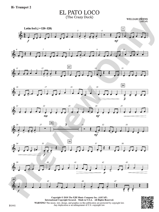 El Pato Loco (The Crazy Duck): B-flat Trumpet 2: B-flat Trumpet 2 Part ...