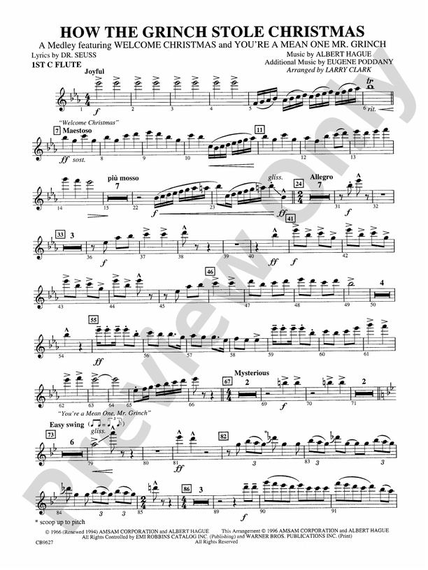 How the Grinch Stole Christmas: Flute: Flute Part - Digital Sheet Music ...