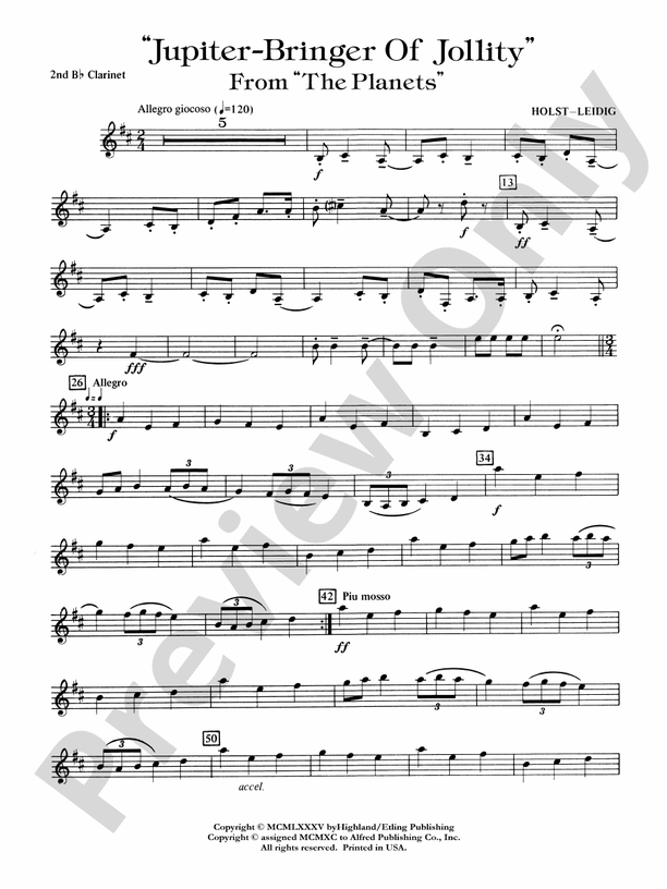 Jupiter (Bringer of Jollity): 2nd B-flat Clarinet: 2nd B-flat Clarinet ...