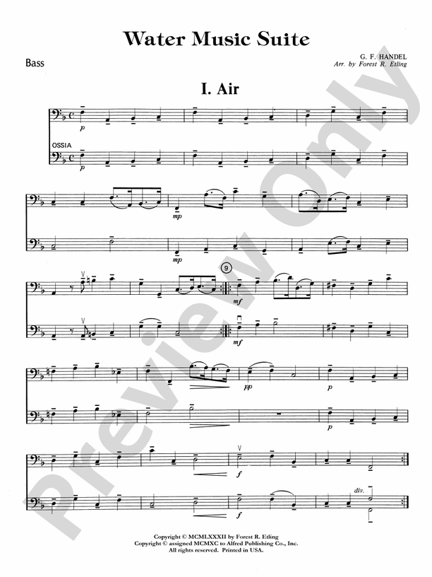 Water Music Suite: String Bass: String Bass Part - Digital Sheet Music ...