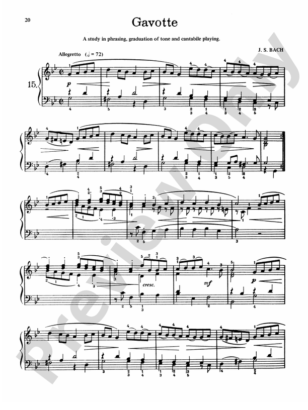 Bach: First Lessons in Bach (Ed. Carroll): 15. Gavotte in G Minor Part ...