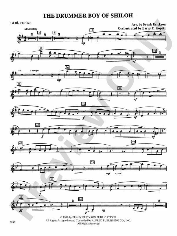 The Drummer Boy of Shiloh: 1st B-flat Clarinet: 1st B-flat Clarinet ...