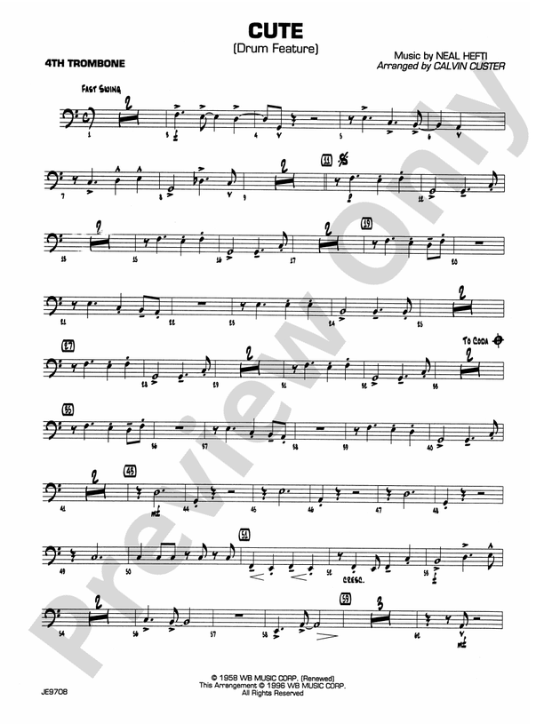 Cute: 4th Trombone: 4th Trombone Part - Digital Sheet Music Download