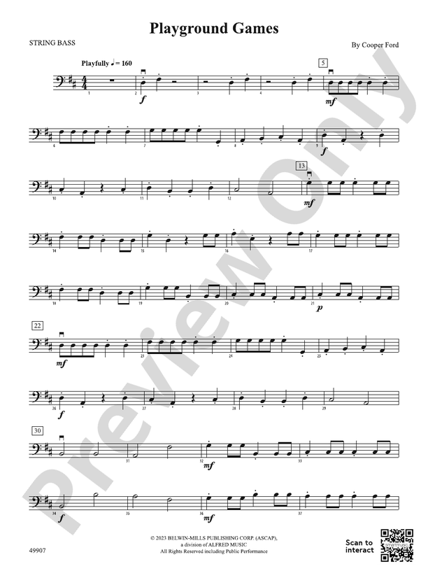 Playground Games: String Bass: String Bass Part - Digital Sheet Music Download
