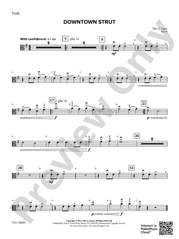 Downtown Strut: Viola: Viola Part - Digital Sheet Music Download