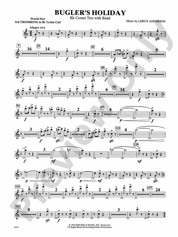 Bugler's Holiday (with Cornet Trio): WP 3rd B-flat Trombone T.C.: WP 3rd B-flat Trombone T.C ...