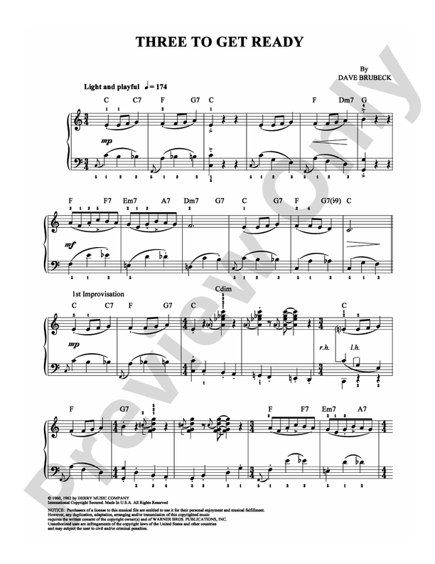 Three to Get Ready: Piano: Dave Brubeck - Digital Sheet Music Download