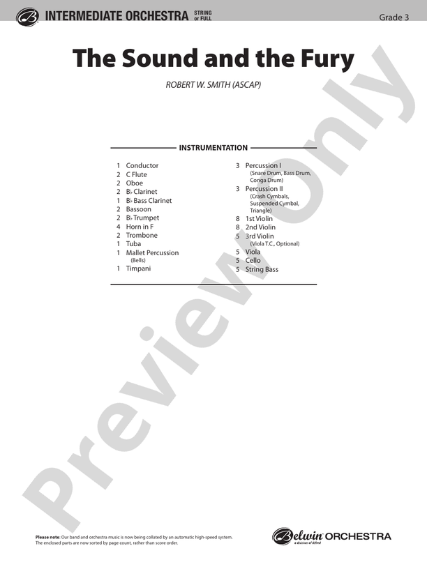 The Sound and the Fury: Full Orchestra Conductor Score & Parts: Robert ...