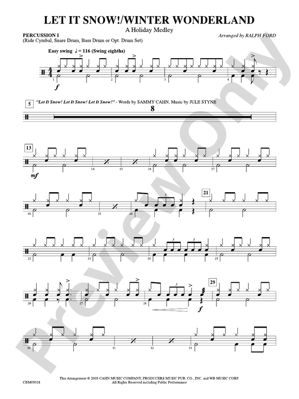Let It Snow! / Winter Wonderland: 1st Percussion: 1st Percussion Part ...