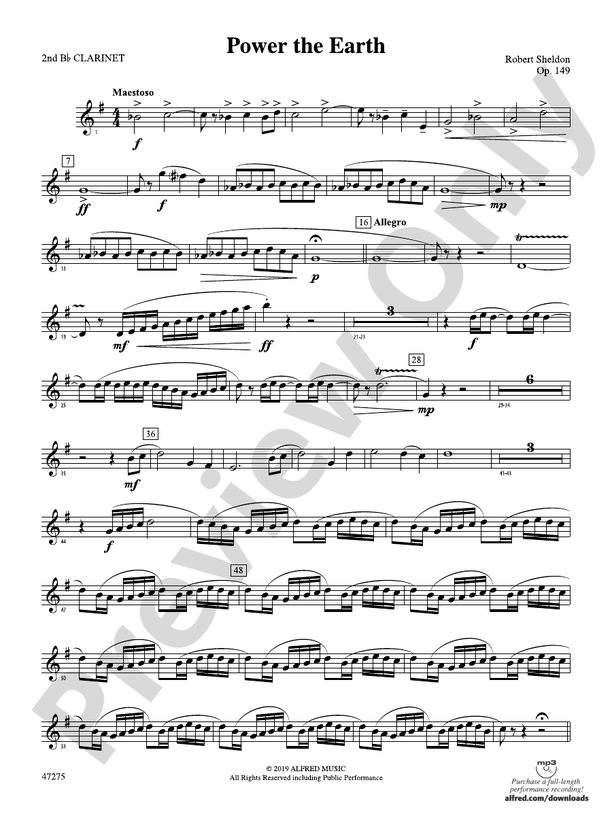 Power the Earth: 2nd B-flat Clarinet: 2nd B-flat Clarinet Part ...