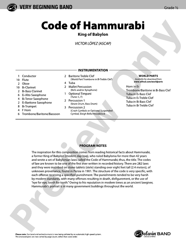 Code of Hammurabi: Score: Concert Band Score - Digital Sheet Music Download