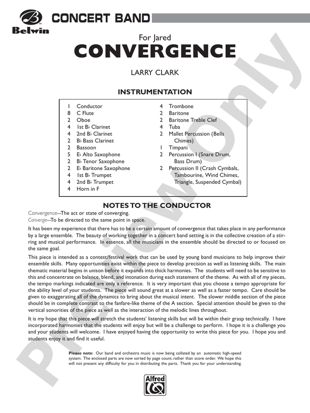 Convergence: Concert Band Conductor Score & Parts: Larry Clark ...