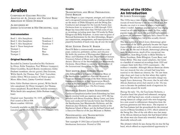 Avalon: Jazz Ensemble Conductor Score & Parts: Giacomo Puccini - Digital Sheet Music Download