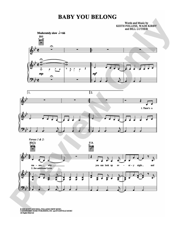 Baby You Belong: Piano/Vocal/Chords: Faith Hill - Digital Sheet Music ...