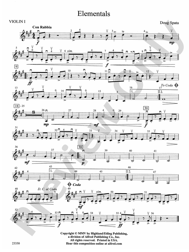 Elementals: 1st Violin: 1st Violin Part - Digital Sheet Music Download
