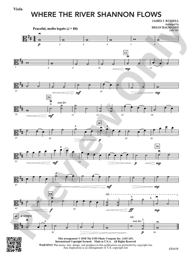 Where the River Shannon Flows: Viola: Viola Part: James I Russell ...